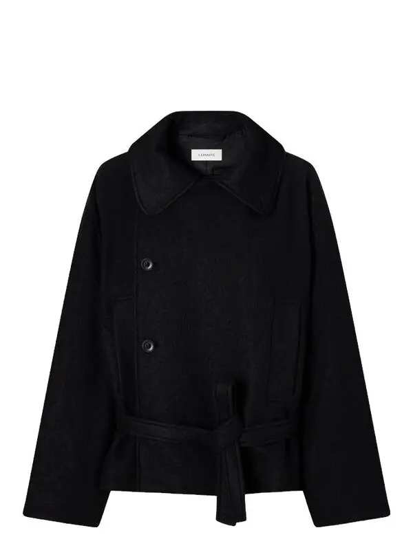 LEMAIRE Belted Wool And Alpaca-blend Coat - Black