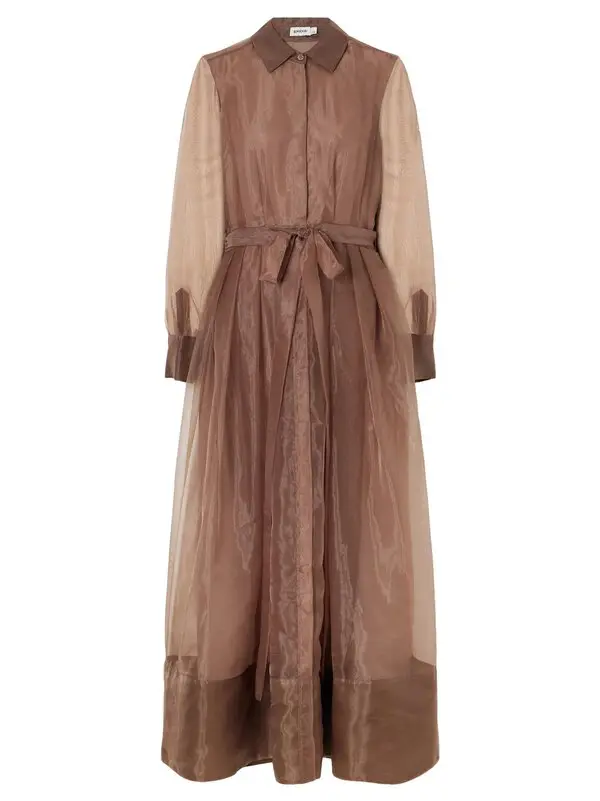 Simkhai Montgomery Belted Organza Gown - Brown