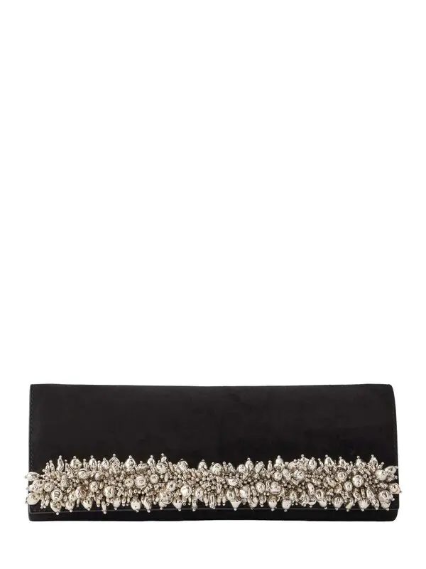 Simkhai River East West Bead-embellished Suede Clutch - Black