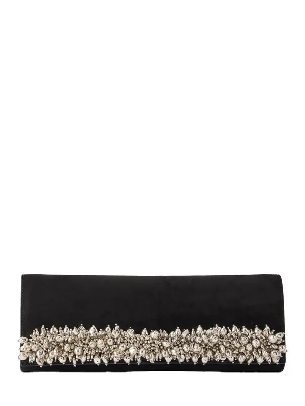 Simkhai River East West Bead-embellished Suede Clutch - Black