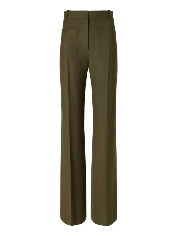 Victoria Beckham Stretch Wool-blend High-waist Flared Pants - Green