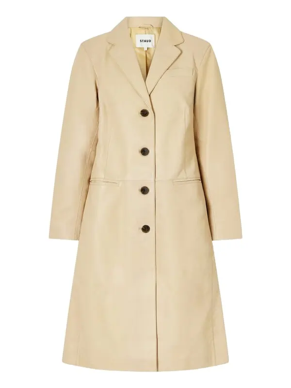 Staud Wyatt Leather Coat - Beige