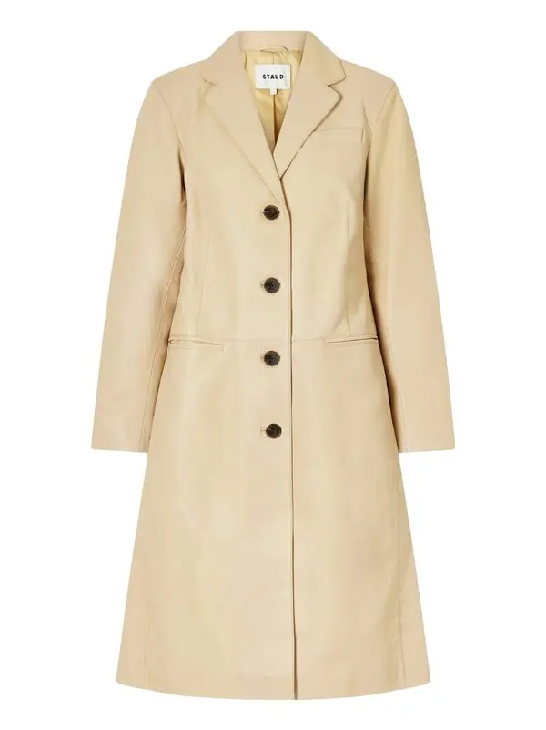 Staud Wyatt Leather Coat - Neutrals