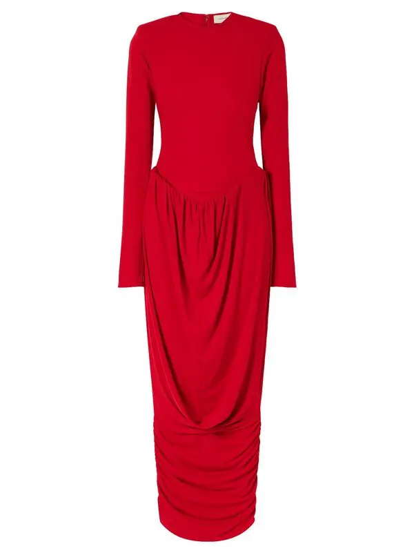ILKYAZ OZEL Camino Gathe Crepe Gown - Red