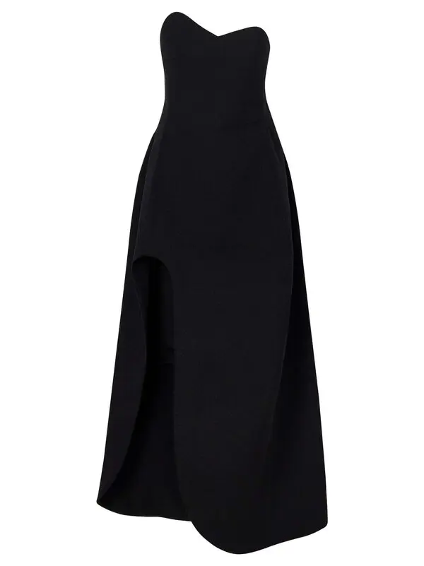 JIL SANDER Strapless Wool Gown - Black