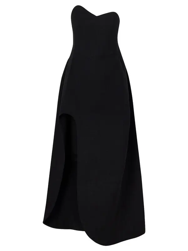 JIL SANDER Strapless Wool Gown - Black