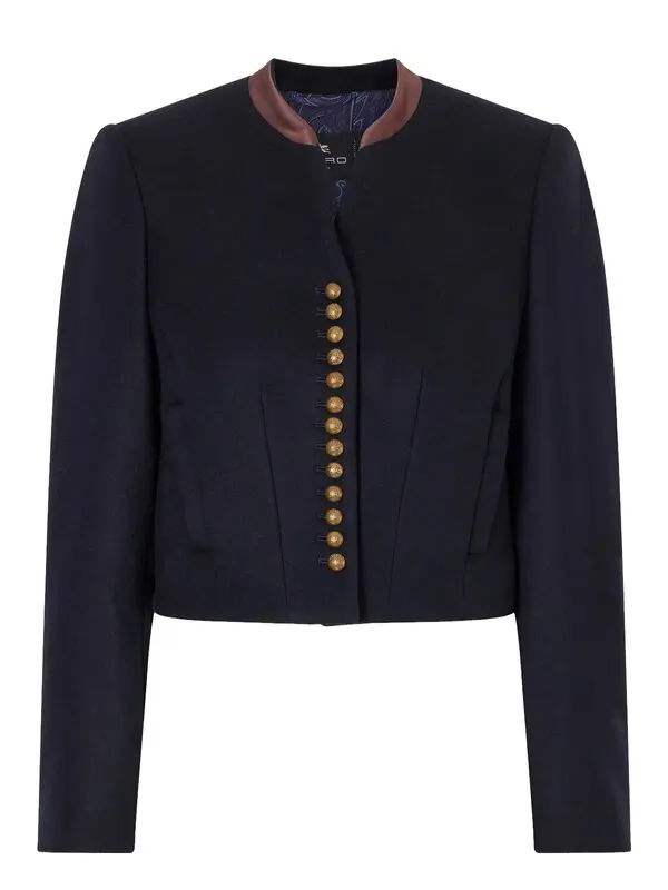 Etro Satin-trimmed Wool-blend Jacket - Blue