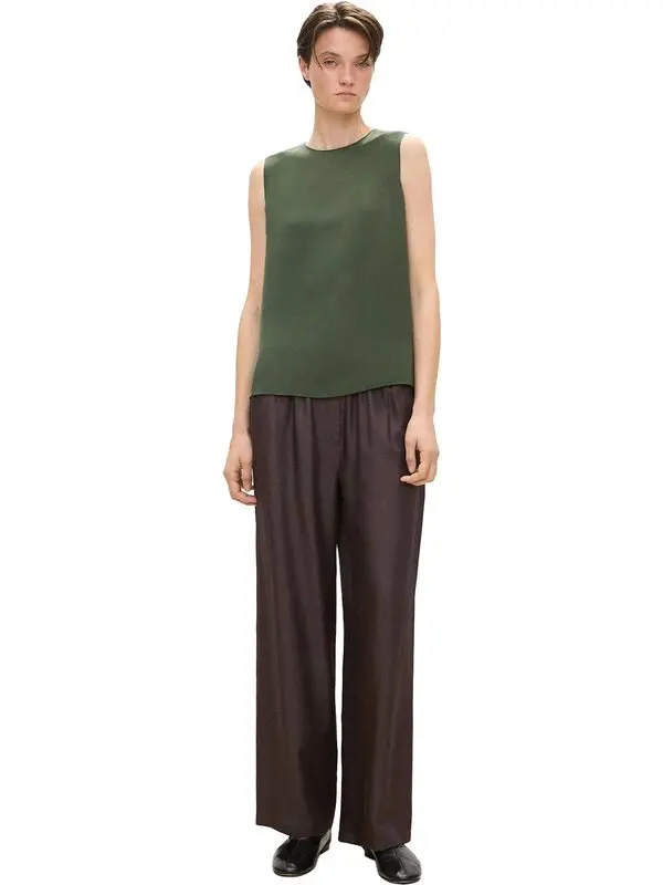 Theory Flowy Pant In Mod Silk Twill - Cacao