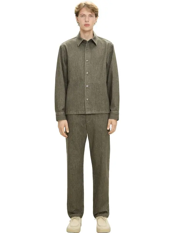 Theory Snap Overshirt In Tinted Denim - Army