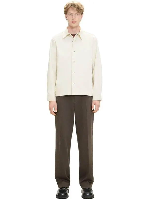 Theory Snap Overshirt In Tinted Denim - Ecru