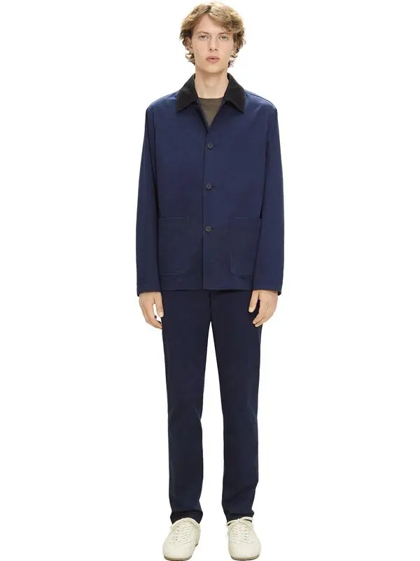 Theory Four-button Jacket In Moonsoft Cotton - Baltic