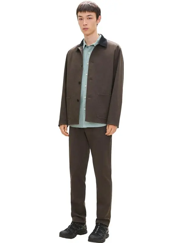 Theory Four-button Jacket In Moonsoft Cotton - Classic Brown