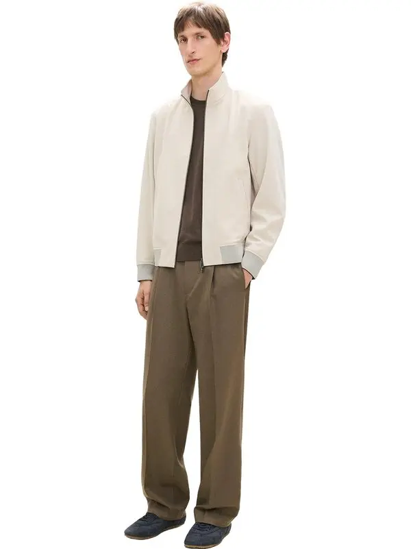 Theory Bomber Jacket In Precision Ponte - Silver Stone