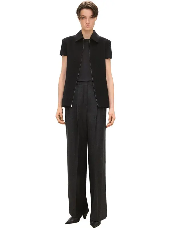 Theory Belted Vest In Double-face Wool-cashmere - Black