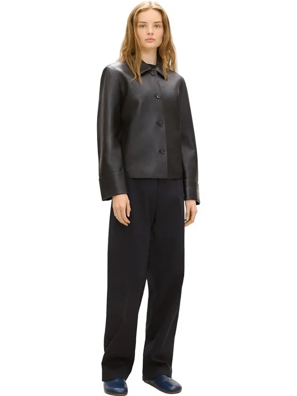 Theory Boxy Cuff Jacket In Leather - Black