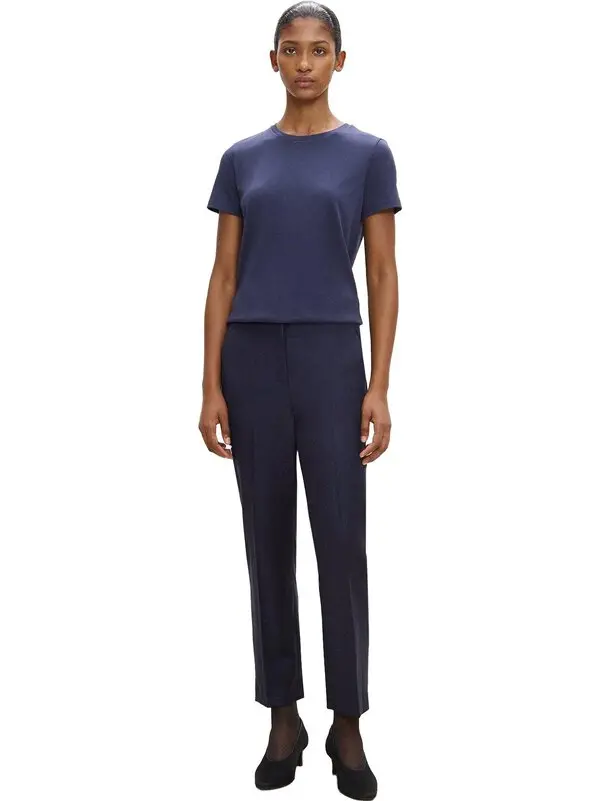 Theory Cropped Wool Flannel Pants - Navy