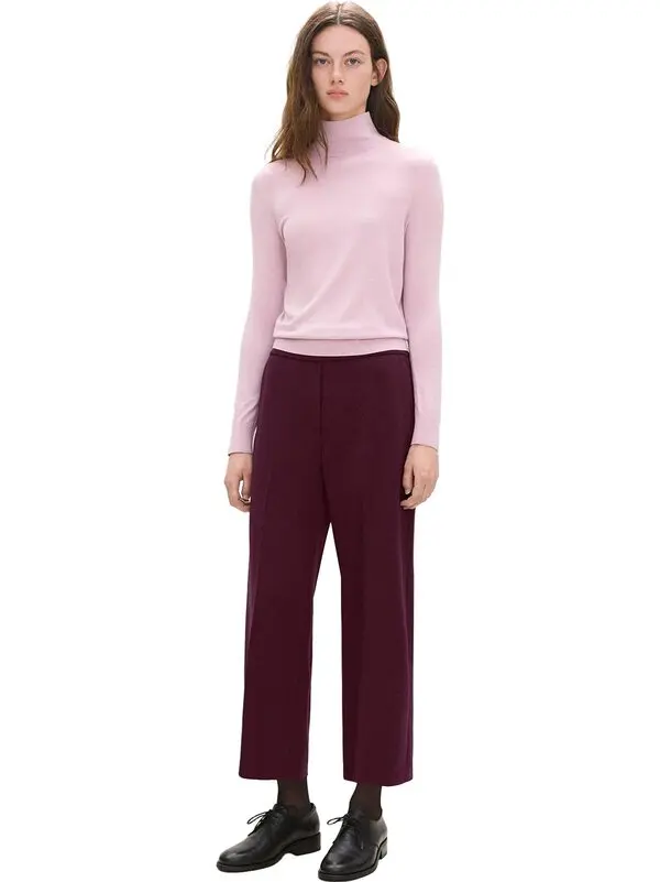 Theory Classic Straight Pull-on Pant In Admiral Crepe - Deep Mulberry