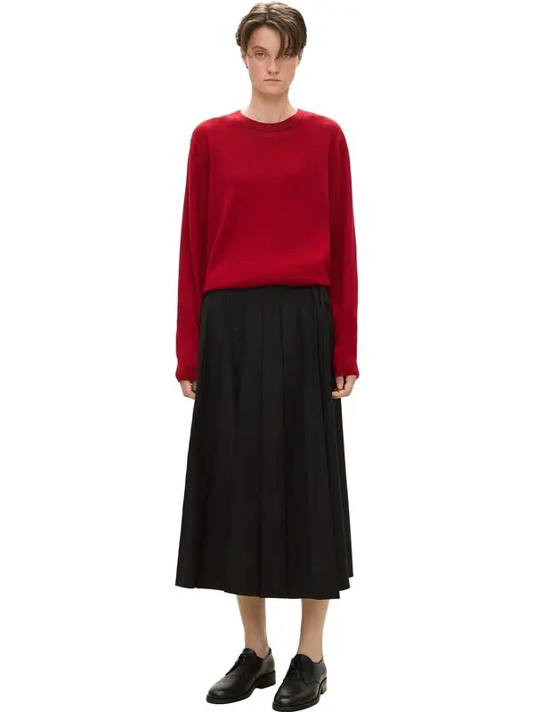 Theory Pleated Wrap Skirt In Drape Flannel - Black