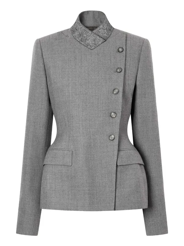 Alexander McQueen Padded Double-breasted Wool Jacket - Gray