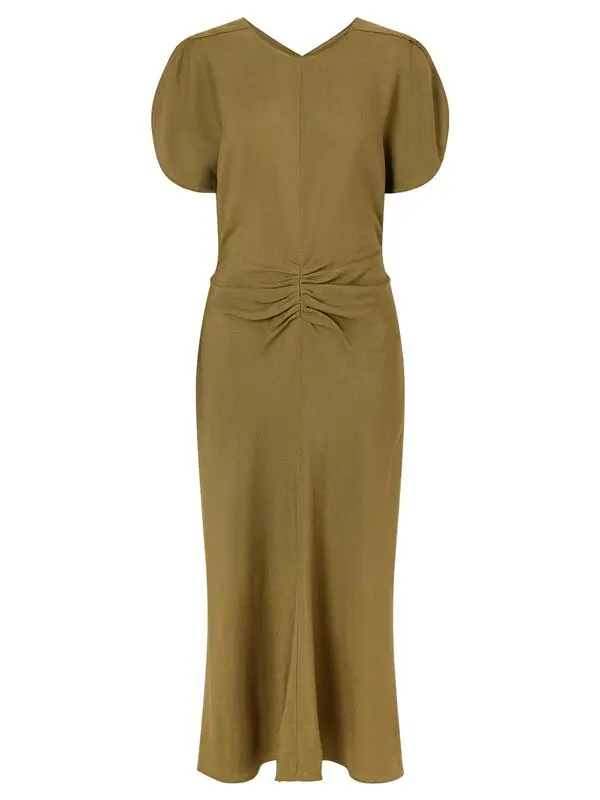 Victoria Beckham Bela Gathered Midi Dress - Green