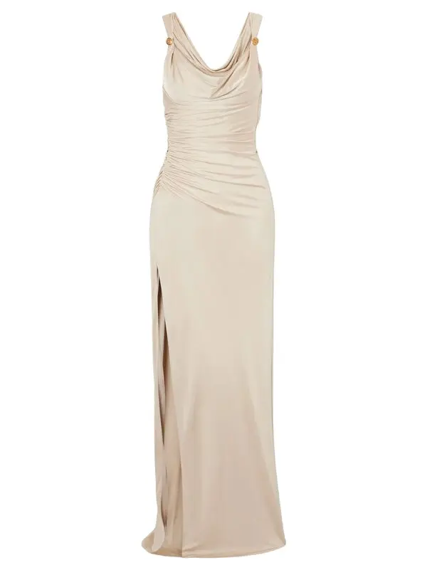 Versace Embellished Jersey Gown - Gold