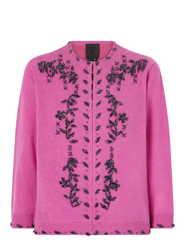 Anna Sui Sequin-embellished Wool-blend Cardigan - Pink