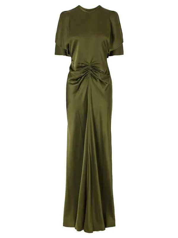 Victoria Beckham Isabella Gathered Crepe-satin Gown - Green