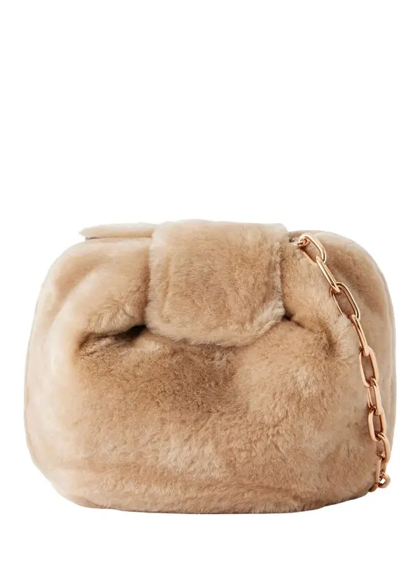 Gabriela Hearst Soft Demi Shearling Clutch - Beige