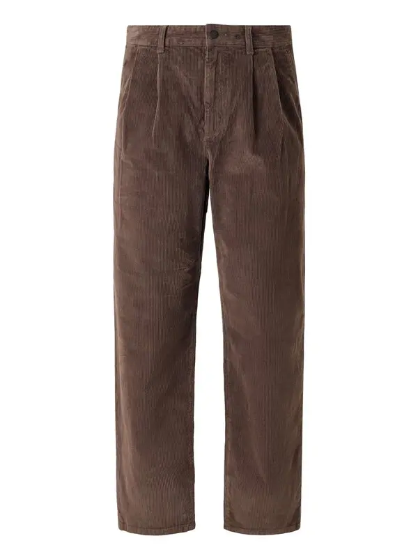 Rag & Bone Wide-leg Pleated Cotton-blend Corduroy Trousers - Brown