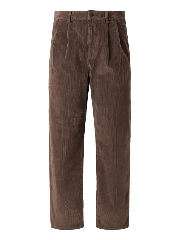 Rag & Bone Wide-leg Pleated Cotton-blend Corduroy Trousers - Brown