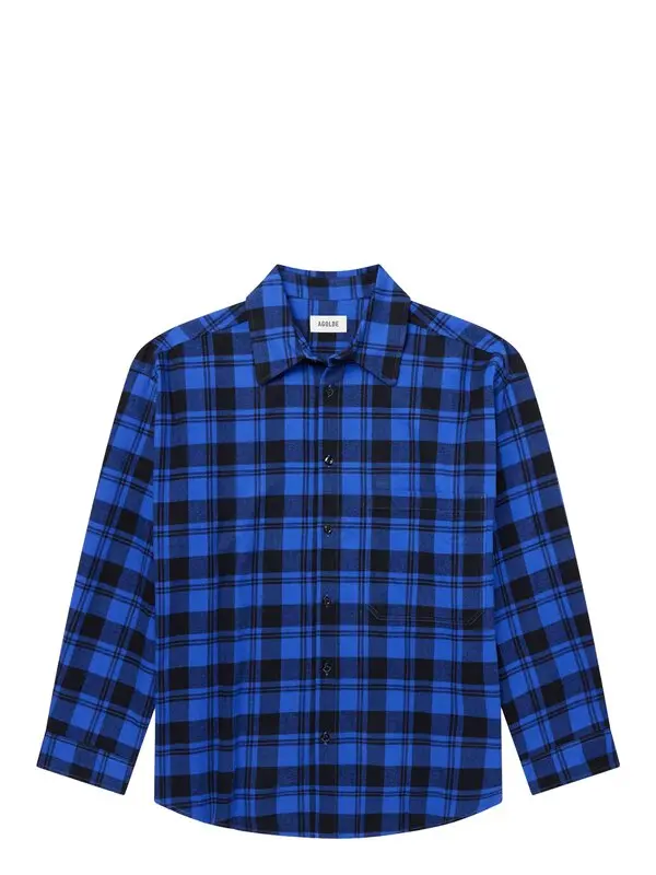 AGOLDE Stanhope Checked Cotton-flannel Shirt - Blue