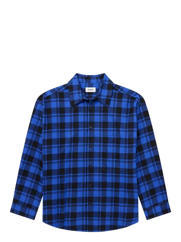 AGOLDE Stanhope Checked Cotton-flannel Shirt - Blue
