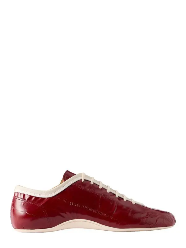 Dries Van Noten Glossed Leather Sneakers - Red
