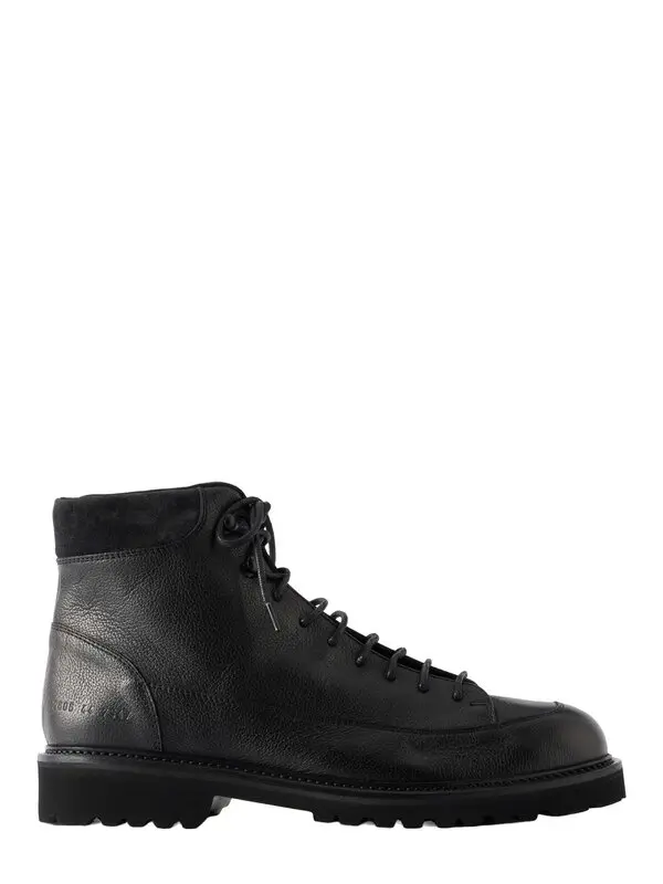 COMMON PROJECTS Hiker Suede-trimmed Full-grain Leather Hiking Boots - Black