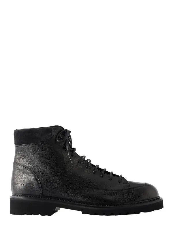 COMMON PROJECTS Hiker Suede-trimmed Full-grain Leather Hiking Boots - Black