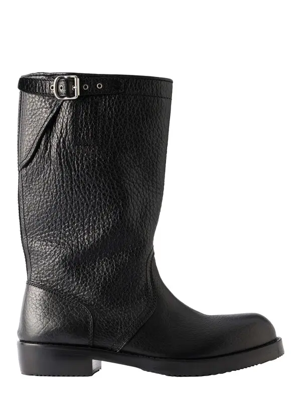 Dries Van Noten Grained Leather Boots - Black