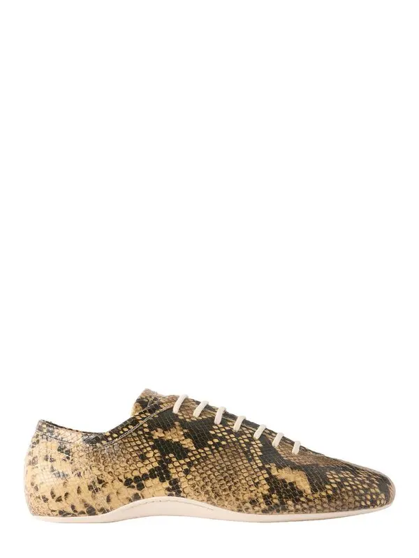 Dries Van Noten Snake-effect Leather Sneakers - Brown