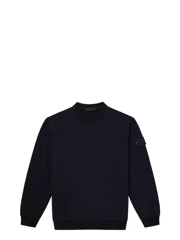 Stone Island Ghost Logo-appliquéd Stretch Cotton-jersey Sweatshirt - Blue