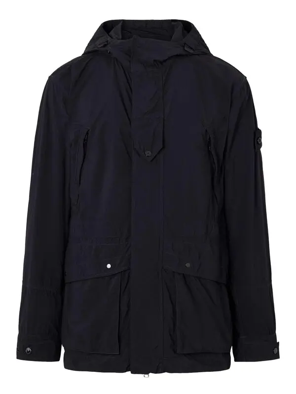 Stone Island Ghost Logo-appliquéd Garment-dyed Shell Hooded Parka - Black