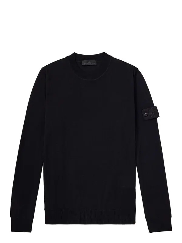 Stone Island Ghost Logo-appliquéd Virgin Wool Sweater - Black