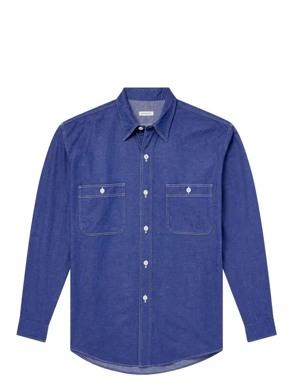 KAPTAIN SUNSHINE Work Suvin Cotton And Hemp-blend Shirt - Blue