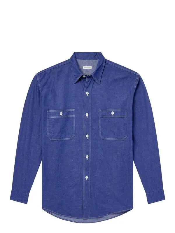KAPTAIN SUNSHINE Work Suvin Cotton And Hemp-blend Shirt - Blue