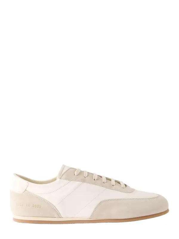 COMMON PROJECTS Minimal Runner Suede-trimmed Leather Sneakers - White