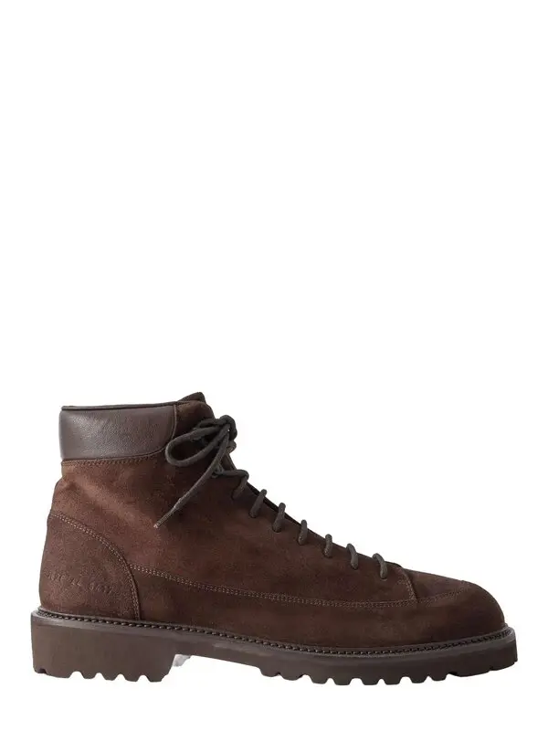 COMMON PROJECTS Leather-trimmed Suede Hiking Boots - Dark Brown