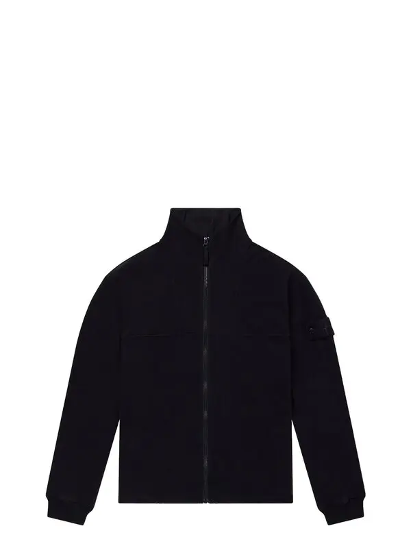 Stone Island Ghost Cotton-blend Fleece Zip-up Sweater - Black