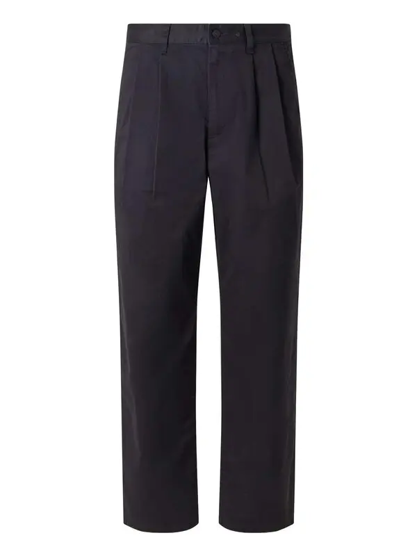 Rag & Bone Wide-leg Pleated Stretch Cotton-twill Trousers - Black