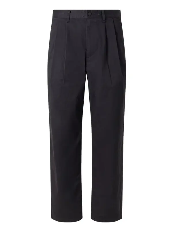 Rag & Bone Wide-leg Pleated Stretch Cotton-twill Trousers - Black