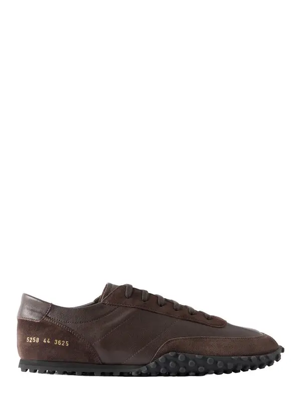 COMMON PROJECTS Suede-trimmed Leather Sneakers - Brown