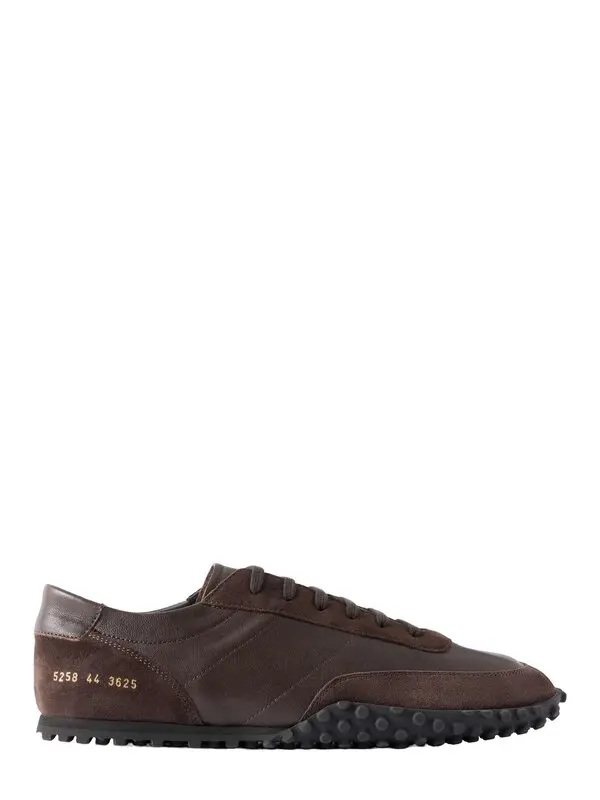 COMMON PROJECTS Suede-trimmed Leather Sneakers - Dark Brown