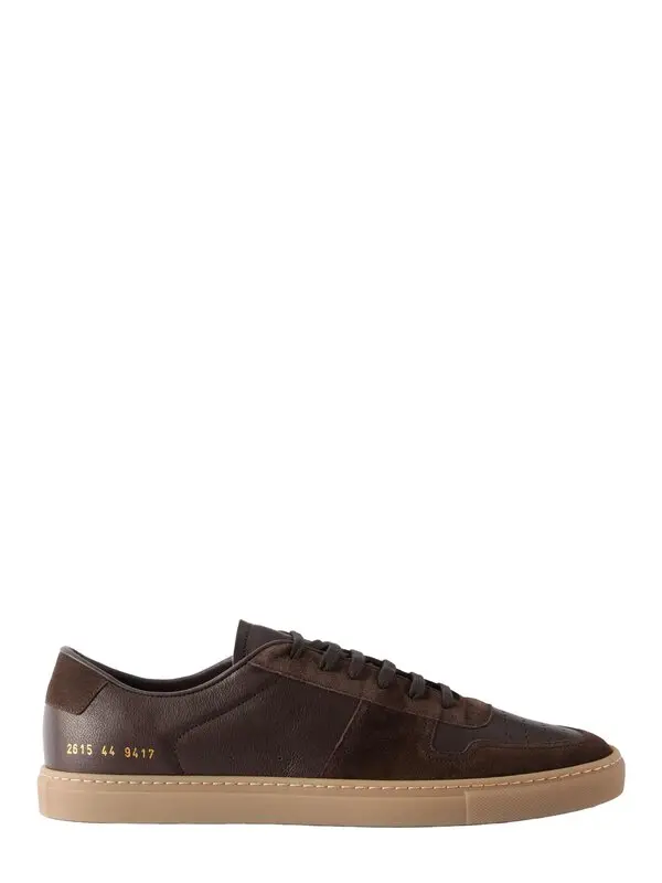 COMMON PROJECTS Bball Duo Suede-trimmed Leather Sneakers - Dark Brown